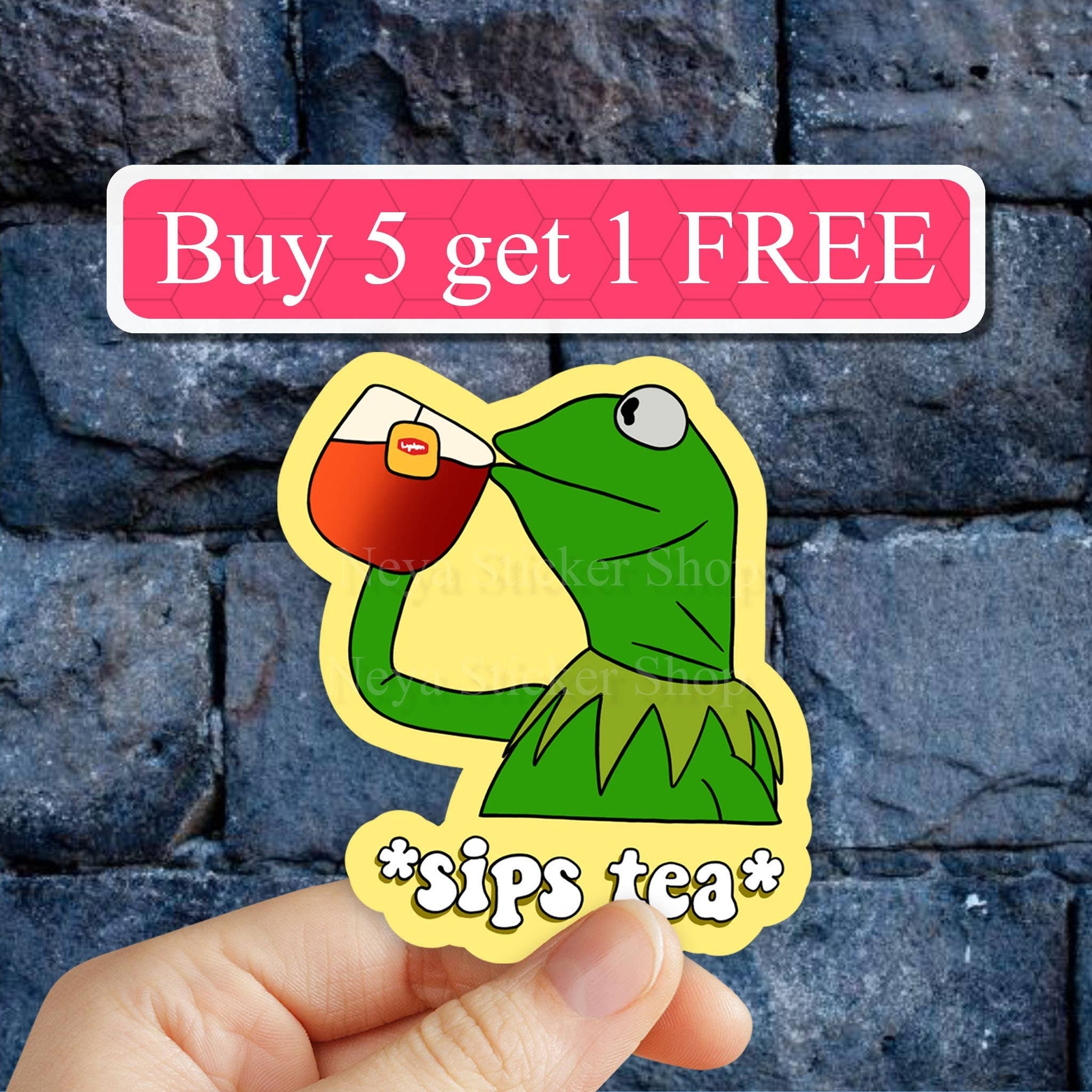 Neya Sticker Shop - Sips tea frog Sticker, frog meme stickers, funny ...